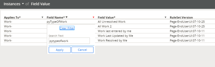 Field value in pega