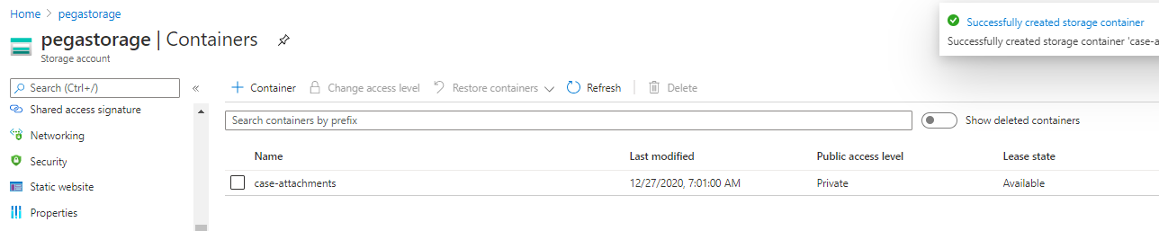 Content storage and content source using Azure storage repository