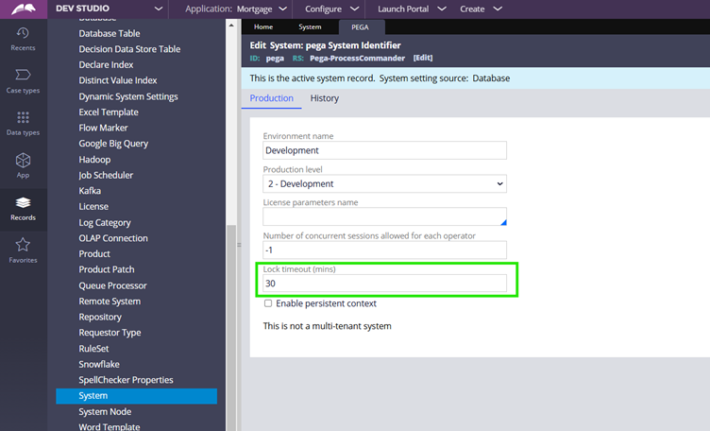 Locking mechanism in Pega